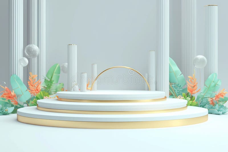 Dynamic 3D Podium Backdrop Designed for Impactful Product Presentations ...