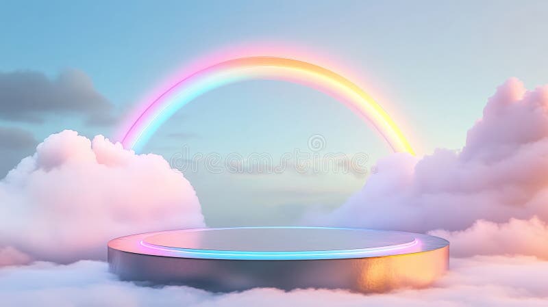 A Dynamic 3D Podium with a Metallic Base, Illuminated by a Glowing ...