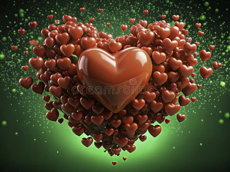 Dynamic 3D Red Heart Animation Double Exposure Effect on Green Screen ...