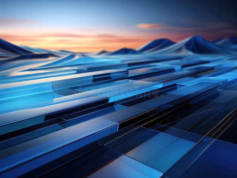 Dynamic 3D Render: Abstract Blue Transparent Glass Block Technology ...