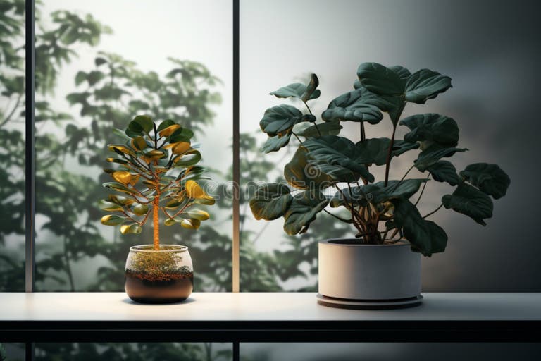 Dynamic 3D Render Ambient Lighting in a Room with Greenery Stock ...