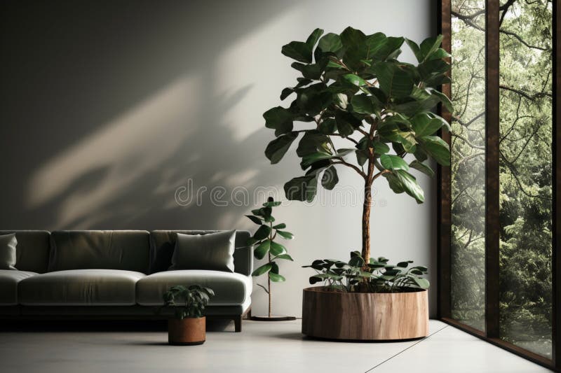Dynamic 3D Render Ambient Lighting in a Room with Greenery Stock ...