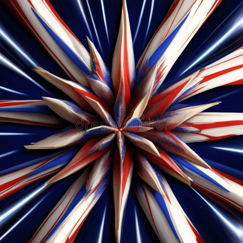 Dynamic 3D Render of Exploding Firework with Red, White, and Blue ...