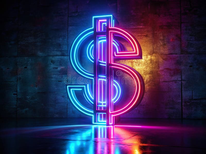 Dynamic 3D Render of a Glowing Neon Money Sign a Modern Visual for ...