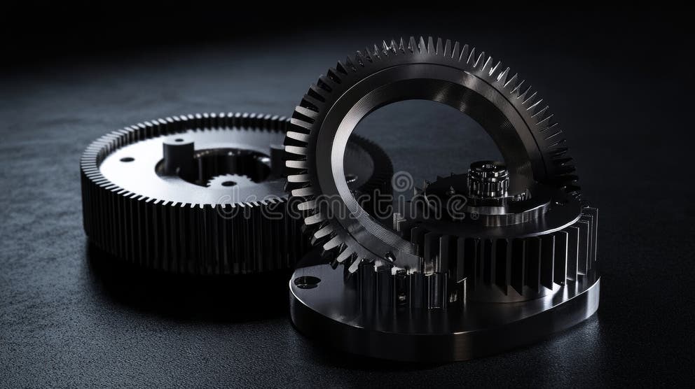 Dynamic 3d Render of Interlocking Gear and Cog in Motion with Dramatic ...