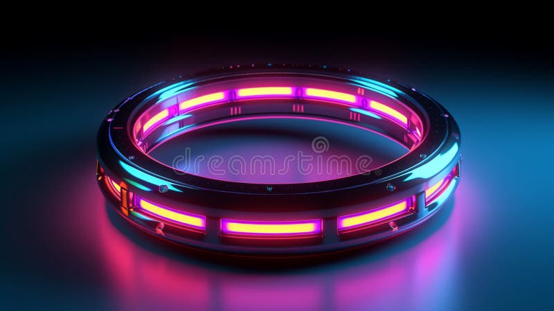 Dynamic 3D Render of Neon Ring Frame Stock Illustration - Illustration ...