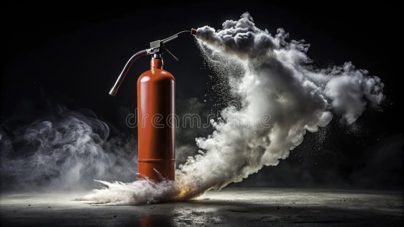 Dynamic 3D Render of a Red Fire Extinguisher: Foam Ejection, Air Filter ...