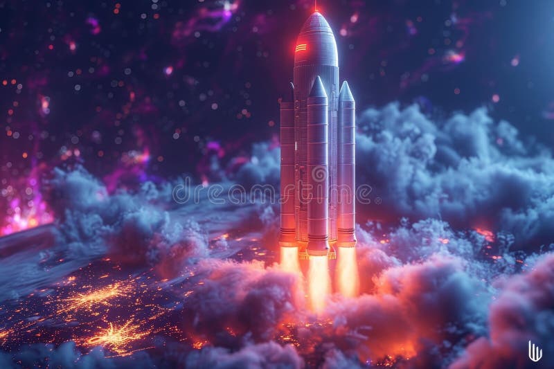 Dynamic 3d Render of a Rocket Growth Chart in Black and Blue with ...