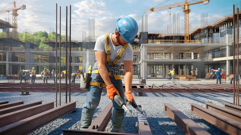 Dynamic 3D Render Showcasing a Bustling Construction Site: Large ...