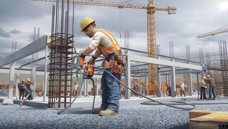 Dynamic 3D Render Showcasing a Bustling Construction Site: Large ...