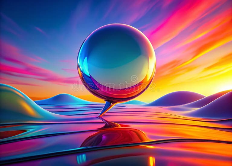 Dynamic 3D Render of a Wavy Landscape with a Floating Speech Bubble an ...