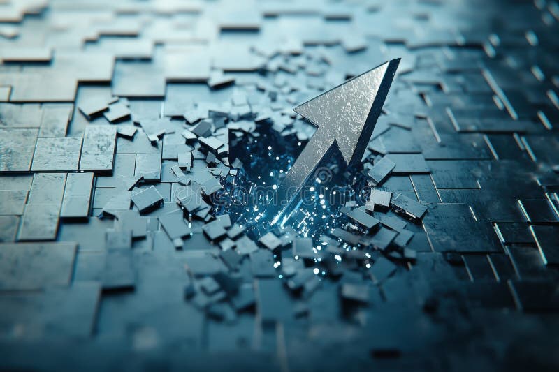 Dynamic 3D Rendered Arrow Piercing through Fragmented Surface with ...