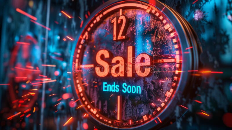 A Dynamic, 3D Rendered Image Showcasing a Glowing Red Sale Countdown ...