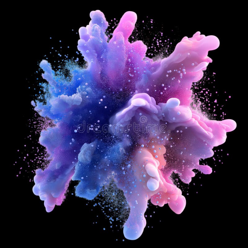 Unusual Liquid Color Splash Creating Abstract Art Isolated on Black ...