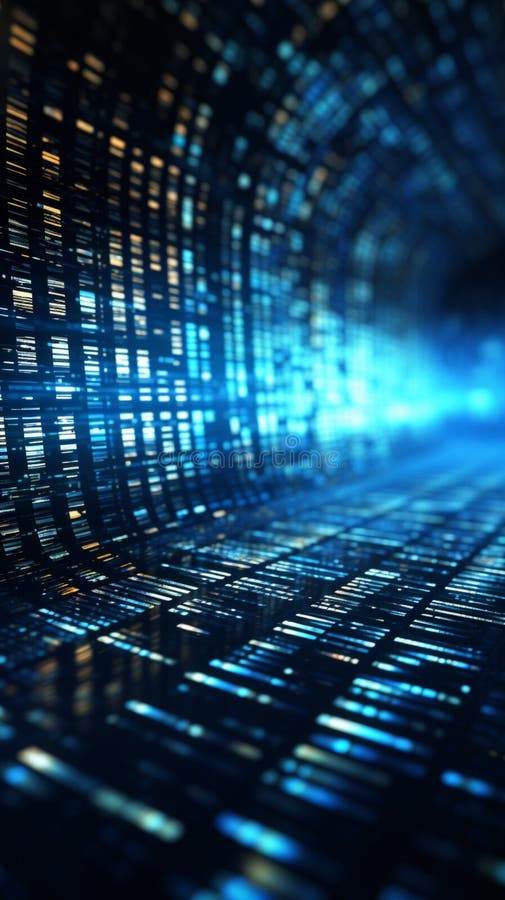Dynamic 3D Rendering, Abstract Binary Code on a Glowing Blue Background ...