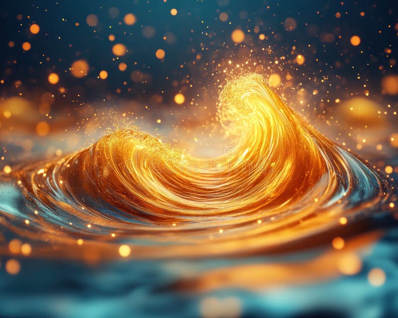 Abstract Wave of Energy, Glowing Liquid Motion, Dynamic Tube Wave in ...