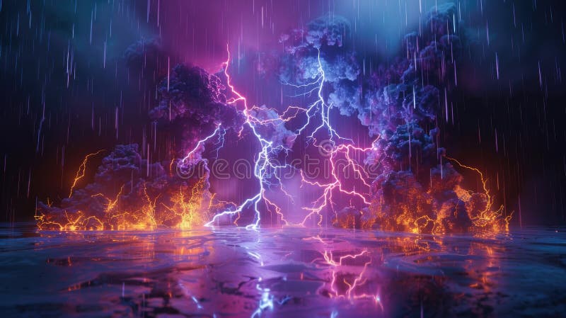 Dynamic 3D Rendering of a Colorful Lightning Strike, Electrifying the ...