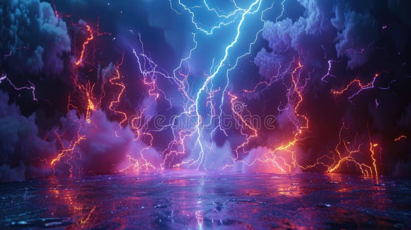 Dynamic 3D Rendering of a Colorful Lightning Strike, Electrifying the ...
