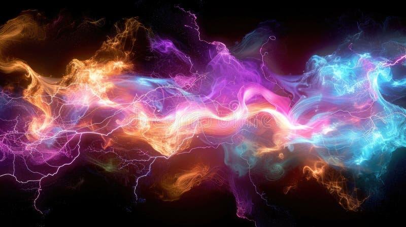 Dynamic 3D Rendering of a Colorful Lightning Strike, Electrifying the ...