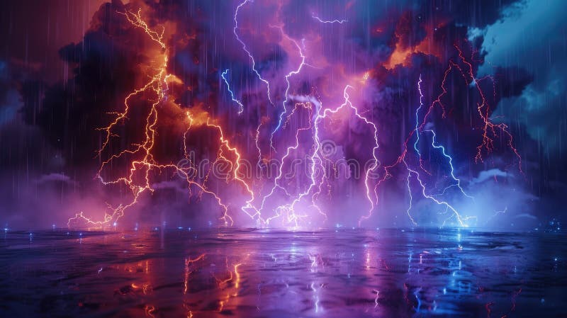 Dynamic 3D Rendering of a Colorful Lightning Strike, Electrifying the ...
