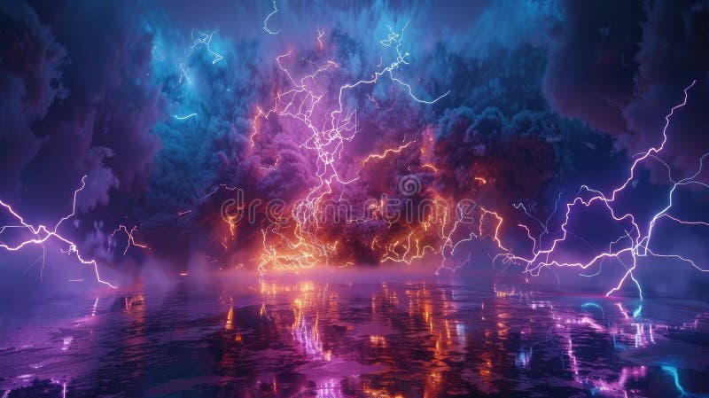 Dynamic 3D Rendering of a Colorful Lightning Strike, Electrifying the ...