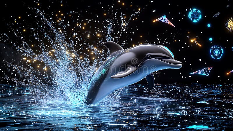 Dynamic 3D Rendering of Futuristic Dolphin Splashing in Water ...