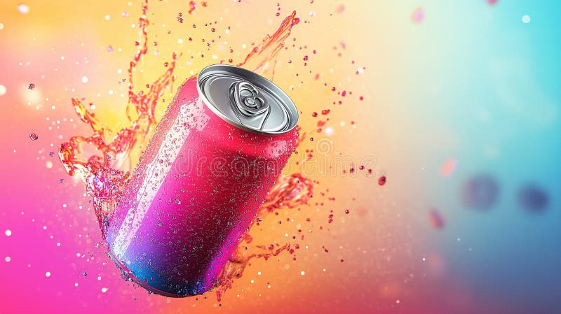 Dynamic 3D Rendering of a Soda Can Mockup, Spinning Mid-air Stock ...