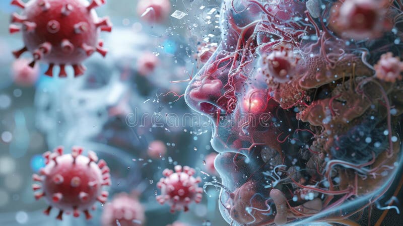 Dynamic 3D Representation of Viral Infection Stock Illustration ...