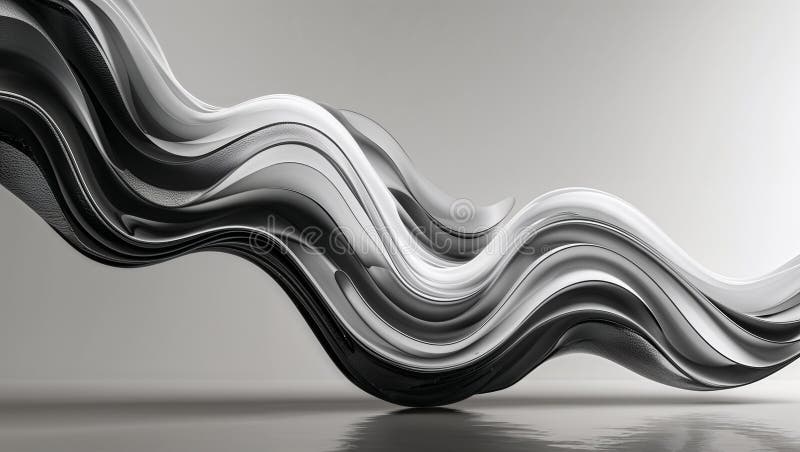 Grey and White Ribbon Flow Abstract Design Stock Illustration ...