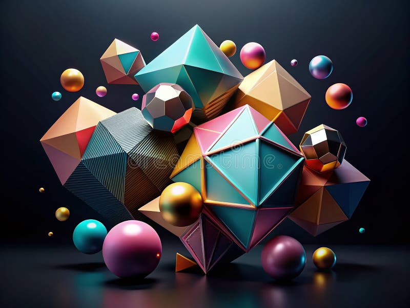 Dynamic 3D Shapes on a Striking Black Background Versatile Visual ...
