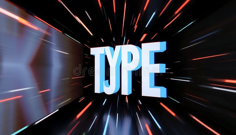 Dynamic 3D Text TYPE Exploding with Light Rays, Typography Concept Art ...