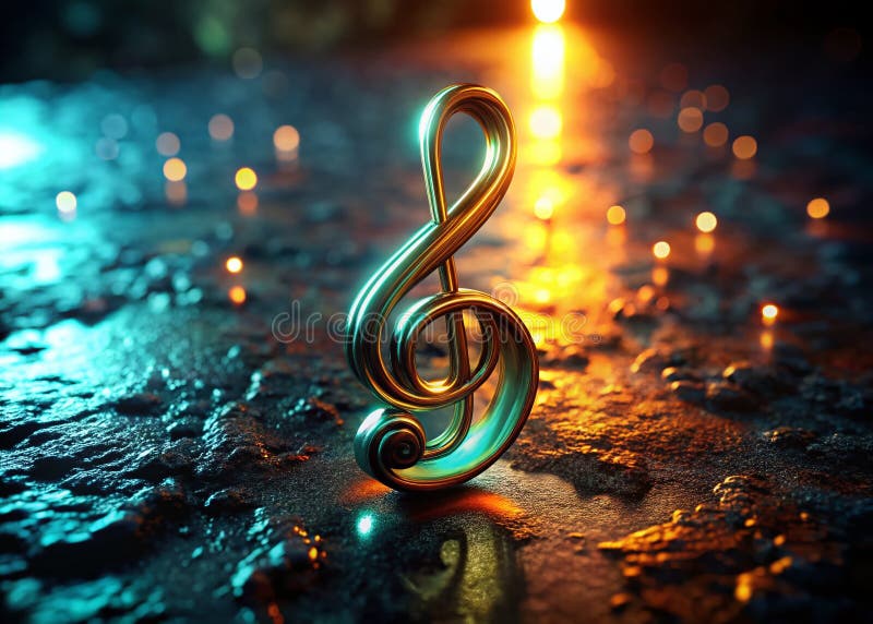 Dynamic 3D Treble Clef Graphic Design Vibrant LowLight Effects for ...