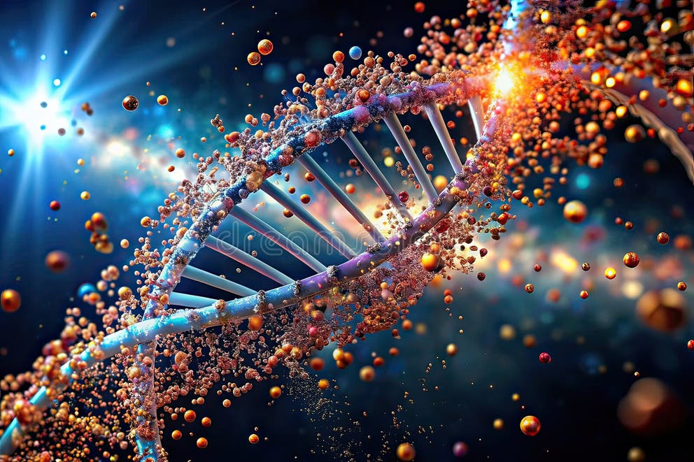 A Dynamic 3D Visualization of a DNA Helix Intricate Molecular Structure and Futuristic Design ...