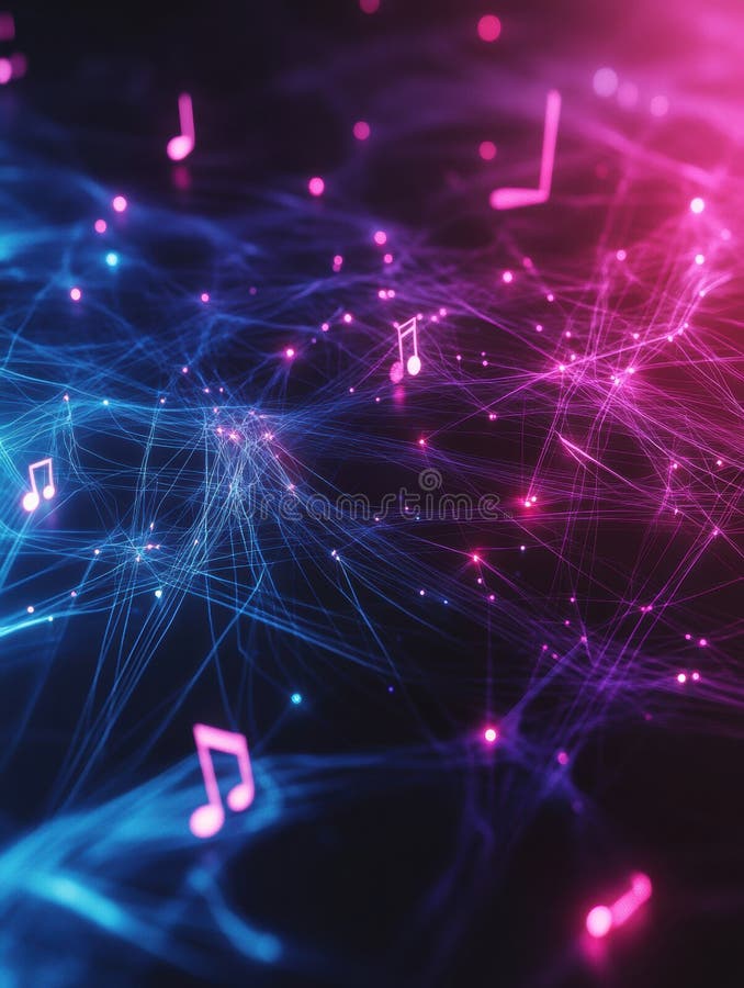 Vibrant Musical Notes Abstract Pink Waves Creative Design Generative Ai ...