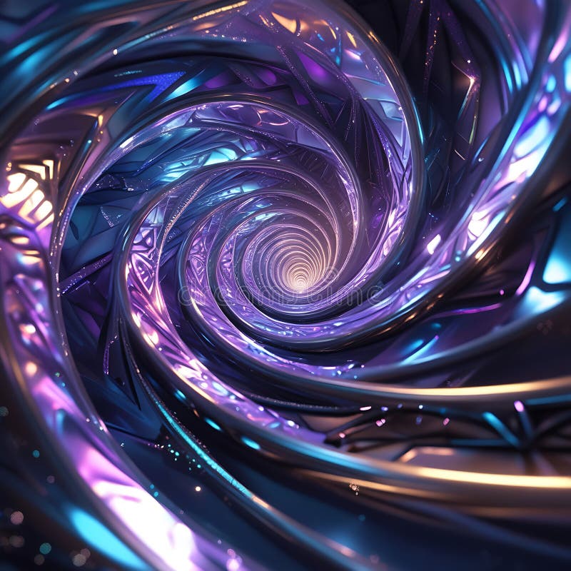 A Mesmerizing 3D Vortex with Iridescent Colors, Metallic Tones, and ...