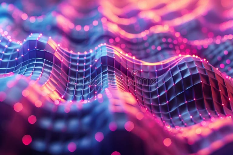 Dynamic 3D Wave of Hexagons with Radiant Nodes Stock Photo - Image of ...