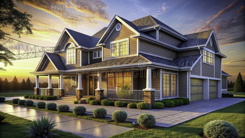 Dynamic 3D Wireframe Perspective of a Modern House Exterior a Candid ...