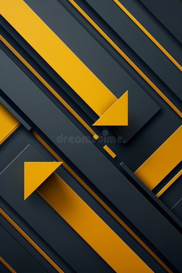 Dynamic 3D Yellow Arrows in Modern Dark Gray World Stock Illustration ...