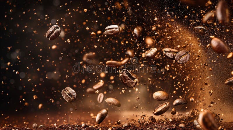 The Dynamic Dance of Coffee Beans.AI Generated Image Stock Photo ...