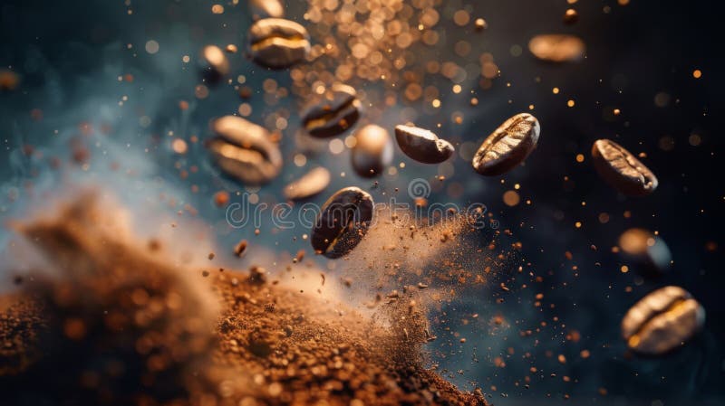 A Dynamic Dance of Coffee Beans.AI Generated Image Stock Photo - Image ...