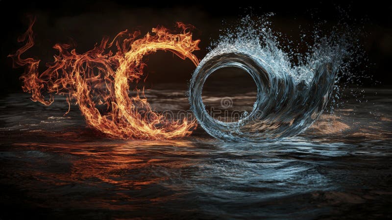 Dynamic Dance of Flames and Waves Nature S Elements Clash in a Deep ...