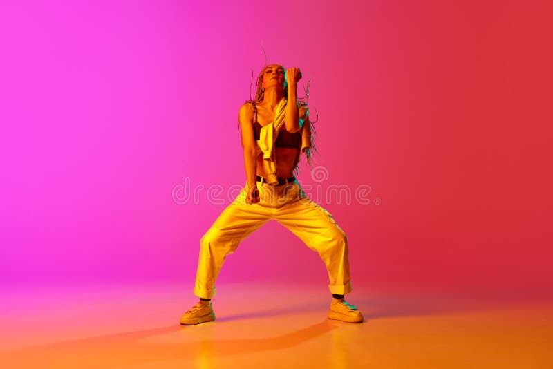 Portrait with One Young Girl, Dancer with Dreadlocks Dancing Over ...