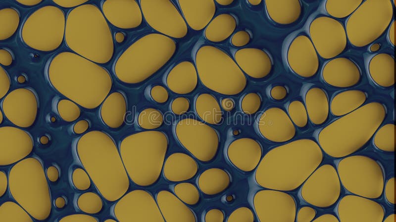 Dynamic Dance of Yellow Blobs Against a Deep Blue Canvas Stock ...