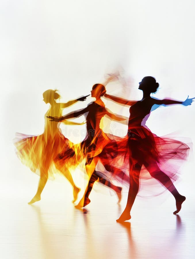 Dynamic Dancers in Vibrant Silhouettes Showcasing Elegance and Motion ...