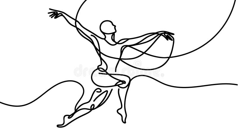 Dynamic Dancing One Continuous Single Line Hand Drawing Line Art Stock ...