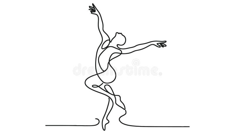 Dynamic Dancing One Continuous Single Line Hand Drawing Line Art. Stock ...