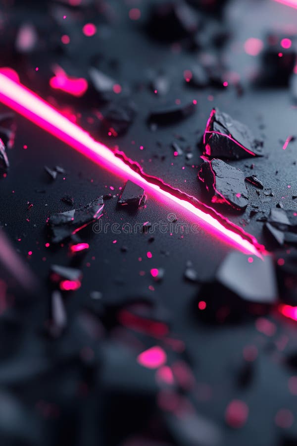 Dynamic Dark Abstract Backdrop Features Glitch-like Red and Pink Neon ...