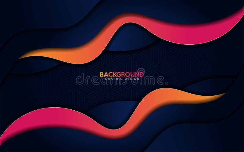 Dynamic Dark Blue Overlap Layer Background with Colorful Orange ...