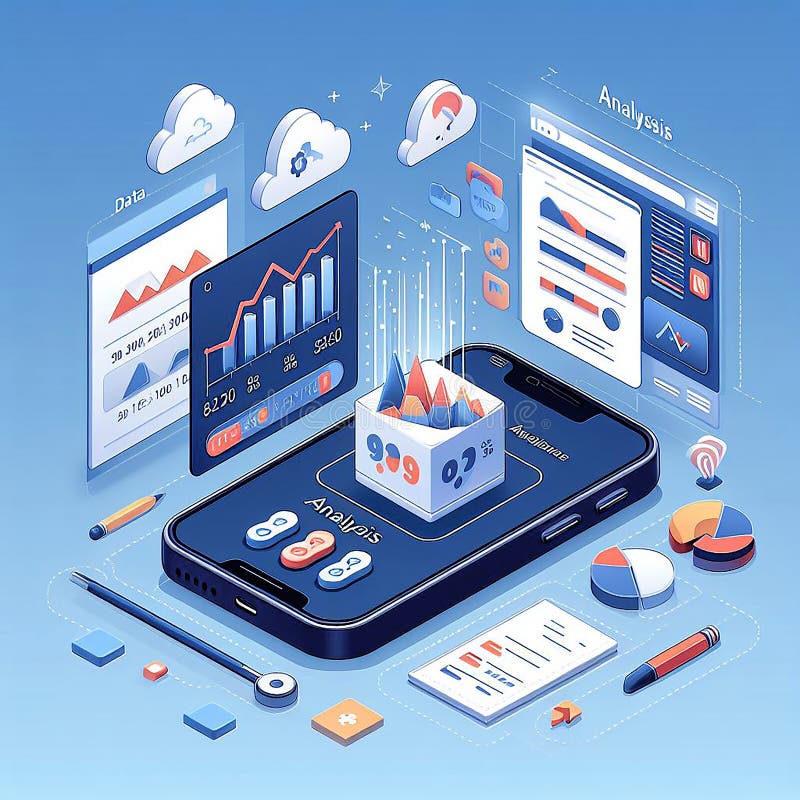 Dynamic Data Analysis Concept with 3 D Isometric Smartphone ...