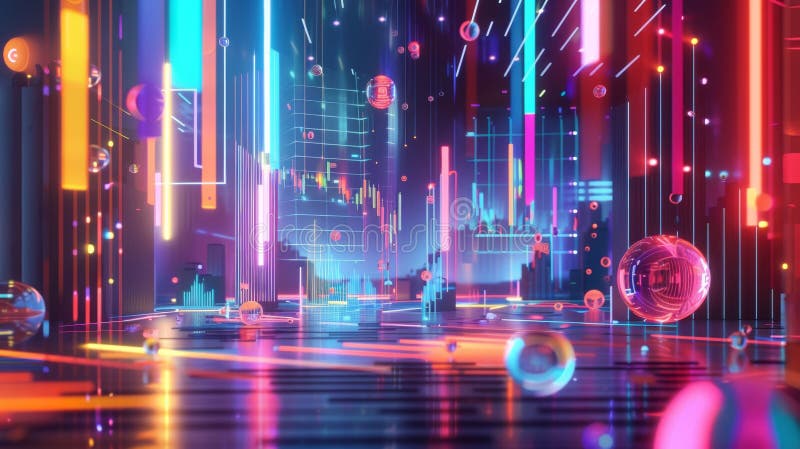 Dynamic Data Analysis Vibrant Charts and Graphs in Realistic Photo ...